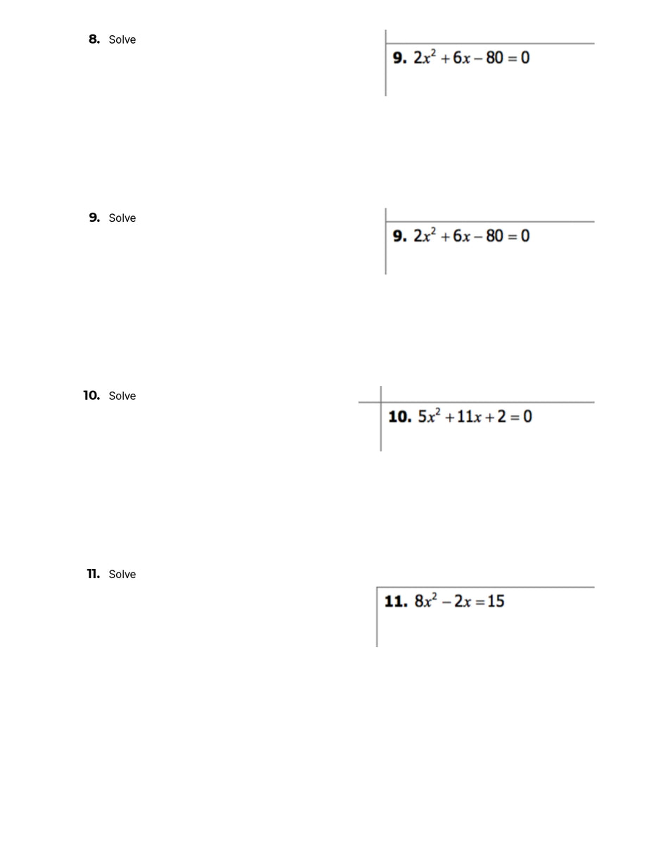 Algebra 2 More Quadratic Functions – Quiz Shop