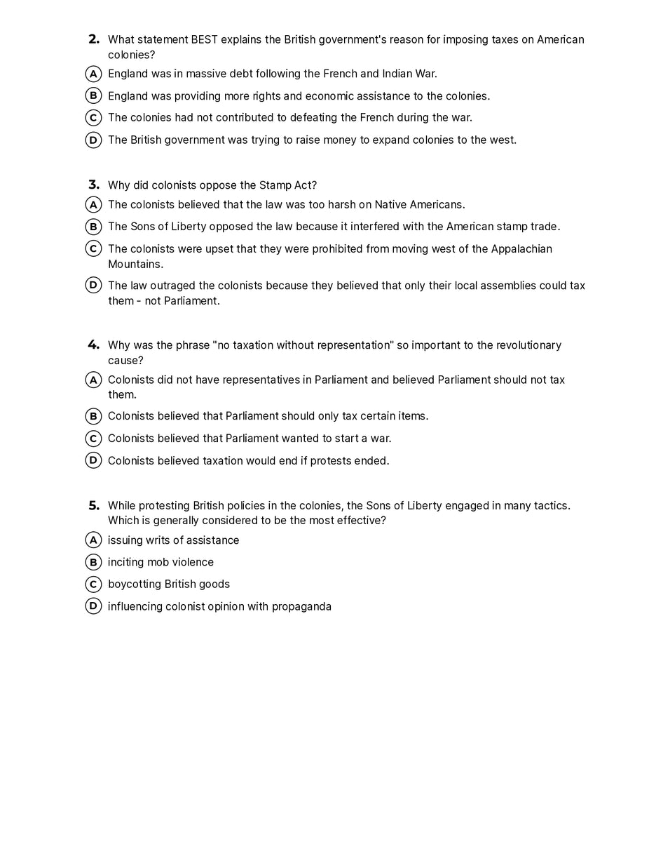 American Revolution Causes Preview 1 – Quiz Shop
