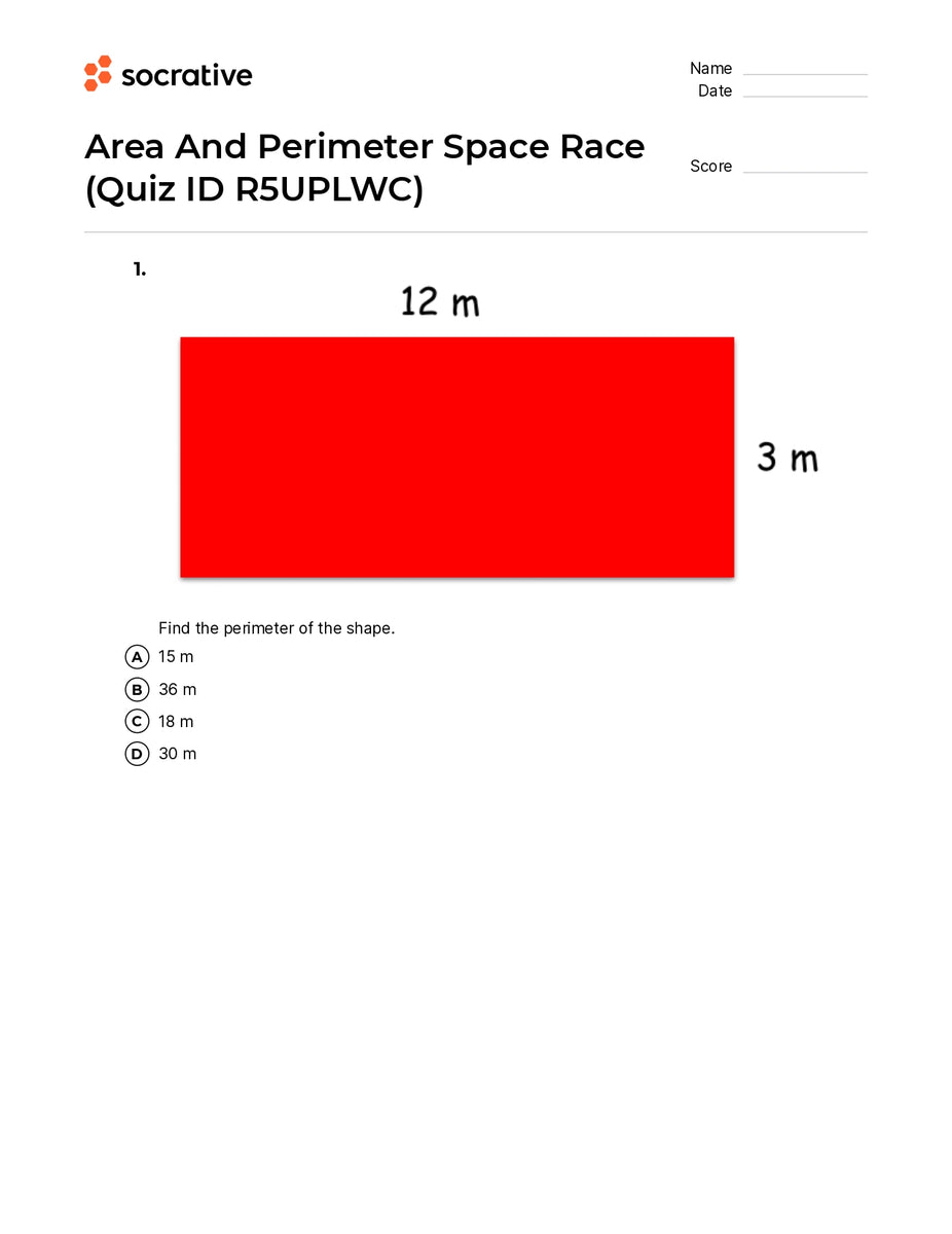Area And Perimeter Space Race – Quiz Shop