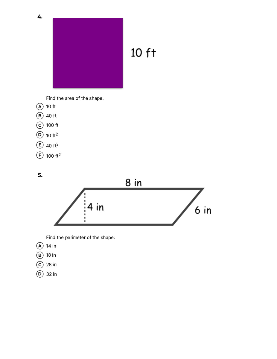 Area And Perimeter Quiz – Quiz Shop