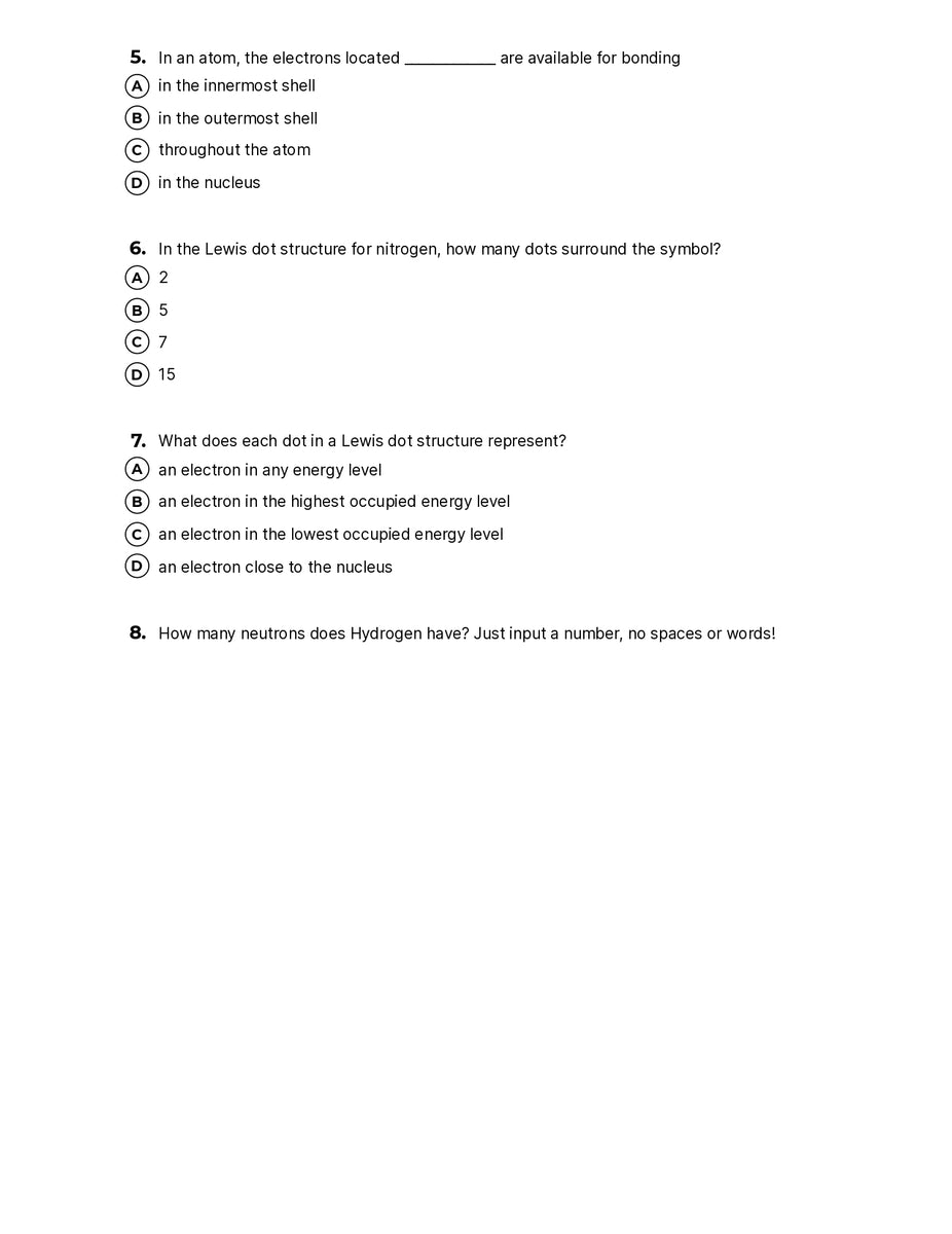 Atomic Theory Consolidated – Quiz Shop