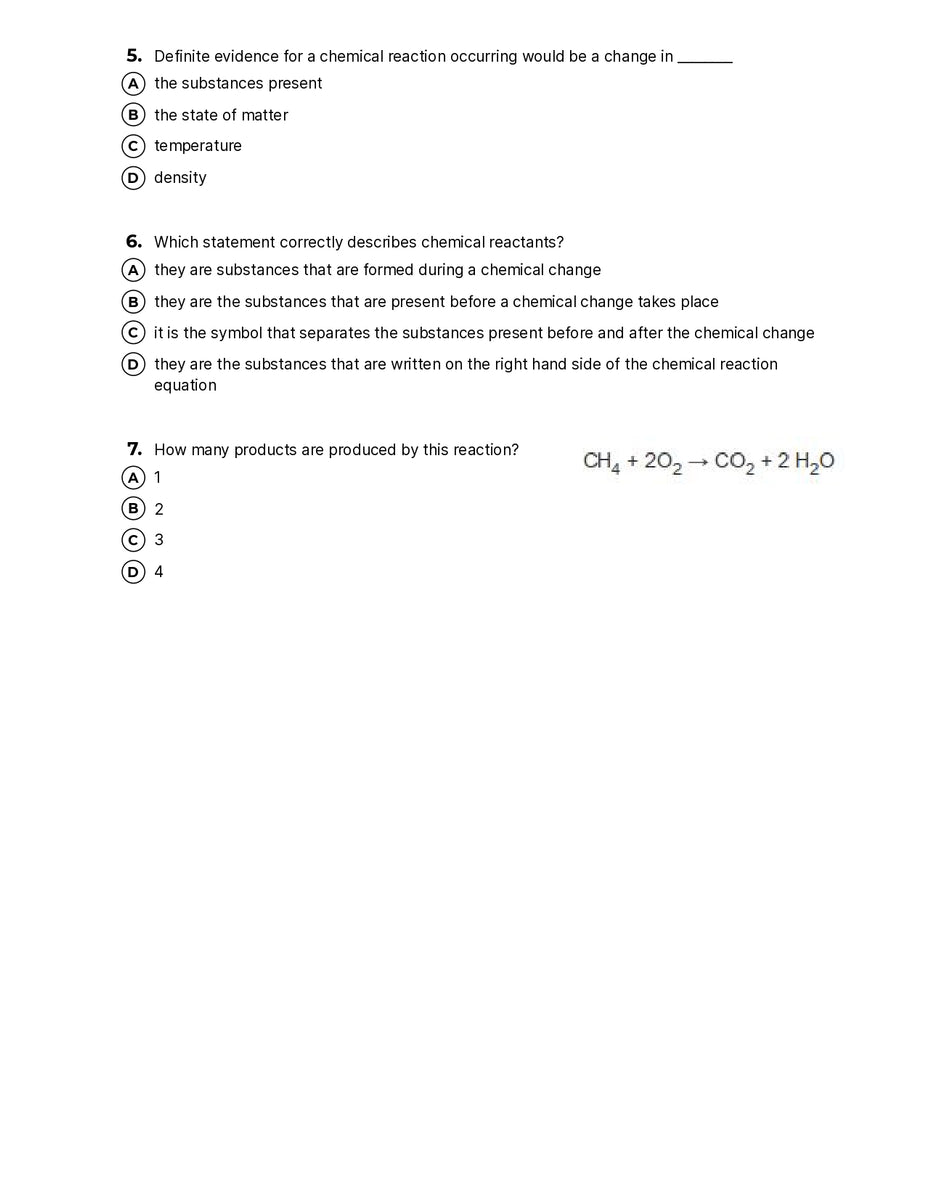 Chemical Reactions Exit Ticket – Quiz Shop