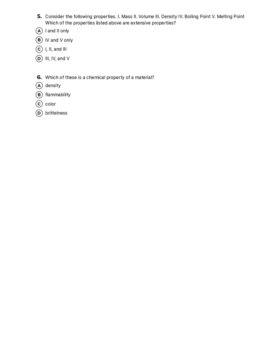 Chemical Vs. Physical Properties Exit Ticket – Quiz Shop
