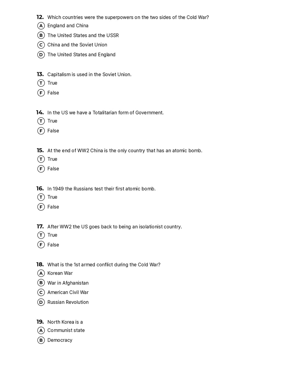 Cold War Test – Quiz Shop