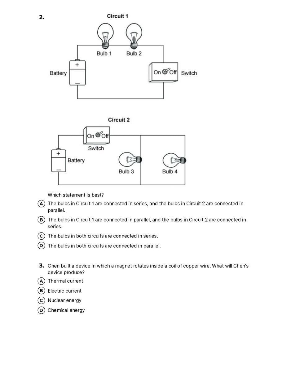 basic electrical circuits quiz