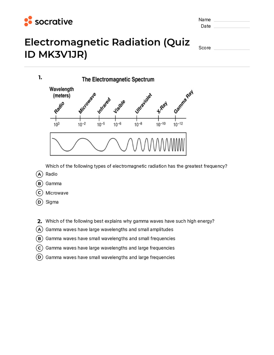 Electromagnetic Radiation – Quiz Shop