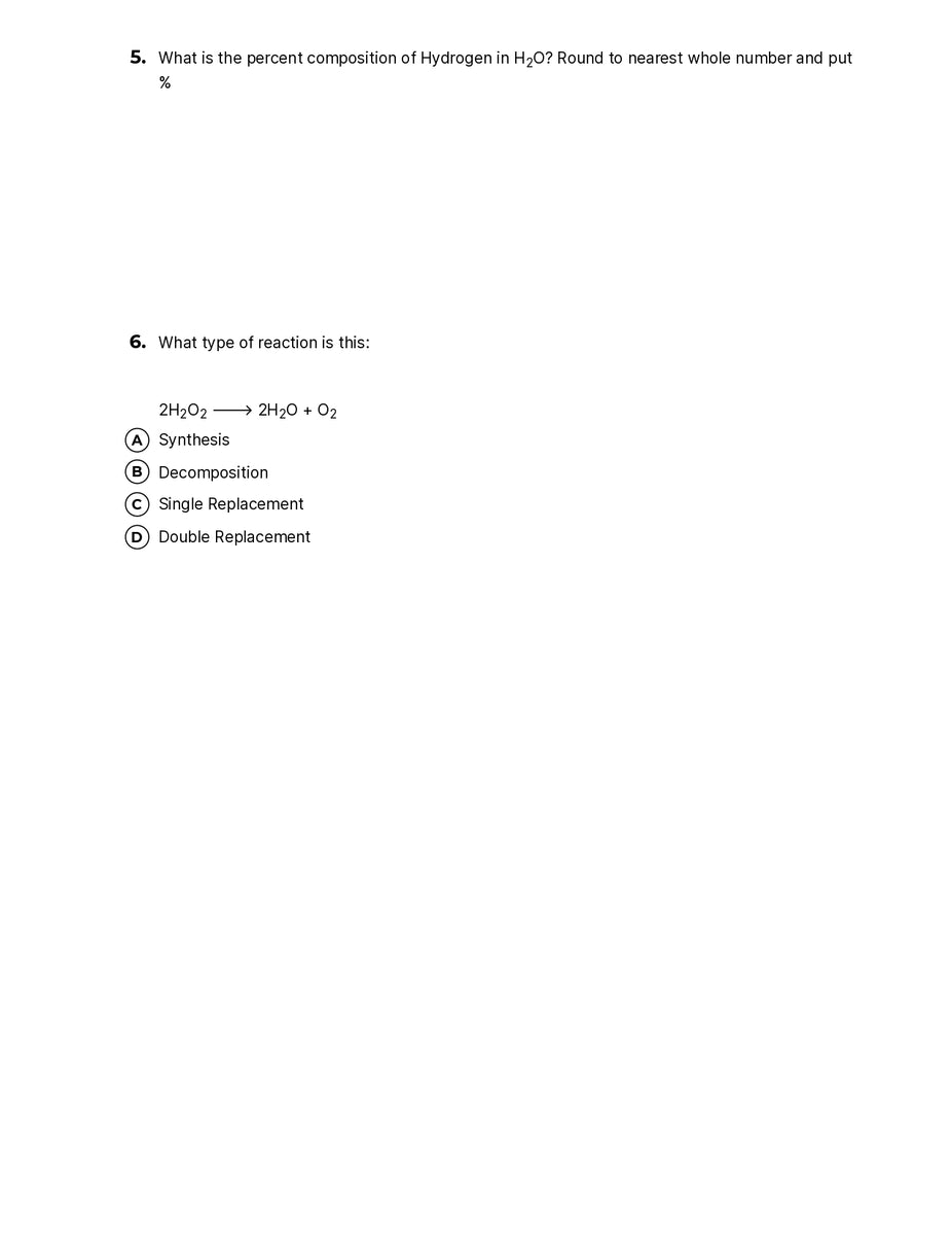 Empirical Formula And Percent Composition – Quiz Shop