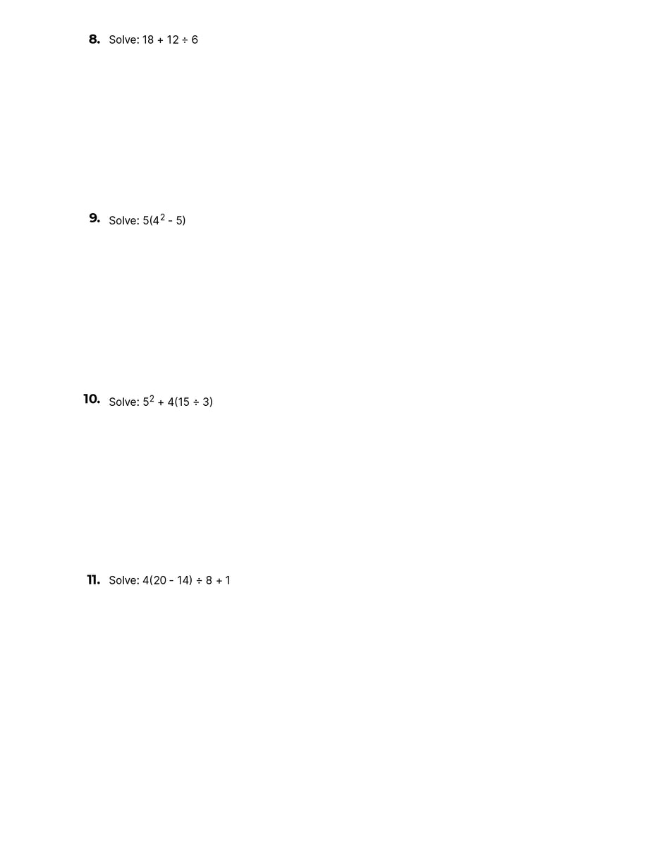 Exponents And Order Of Operations Quiz – Quiz Shop