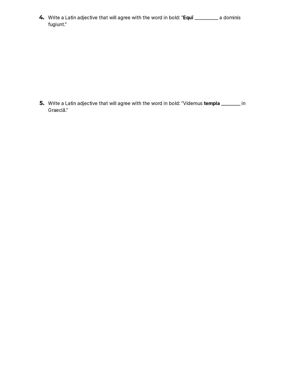 Fill In The Blanks Noun-Adjective Agreement Sa – Quiz Shop
