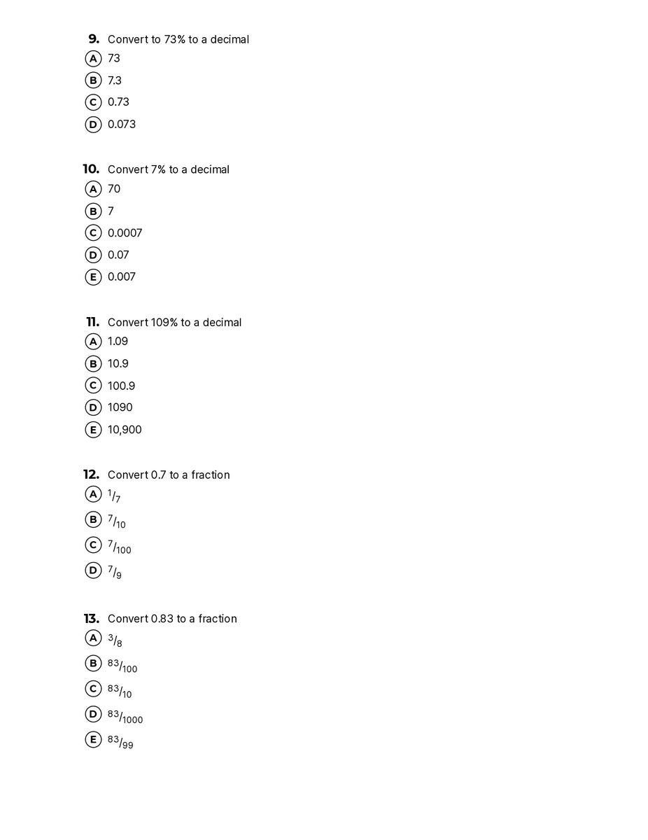 Fraction/Decimal/Percent Conversion Class Activity – Quiz Shop