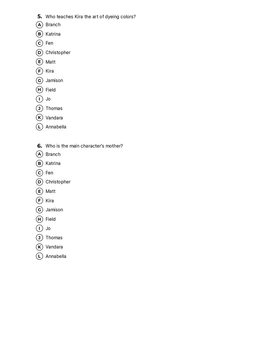 Gathering Blue Test – Quiz Shop