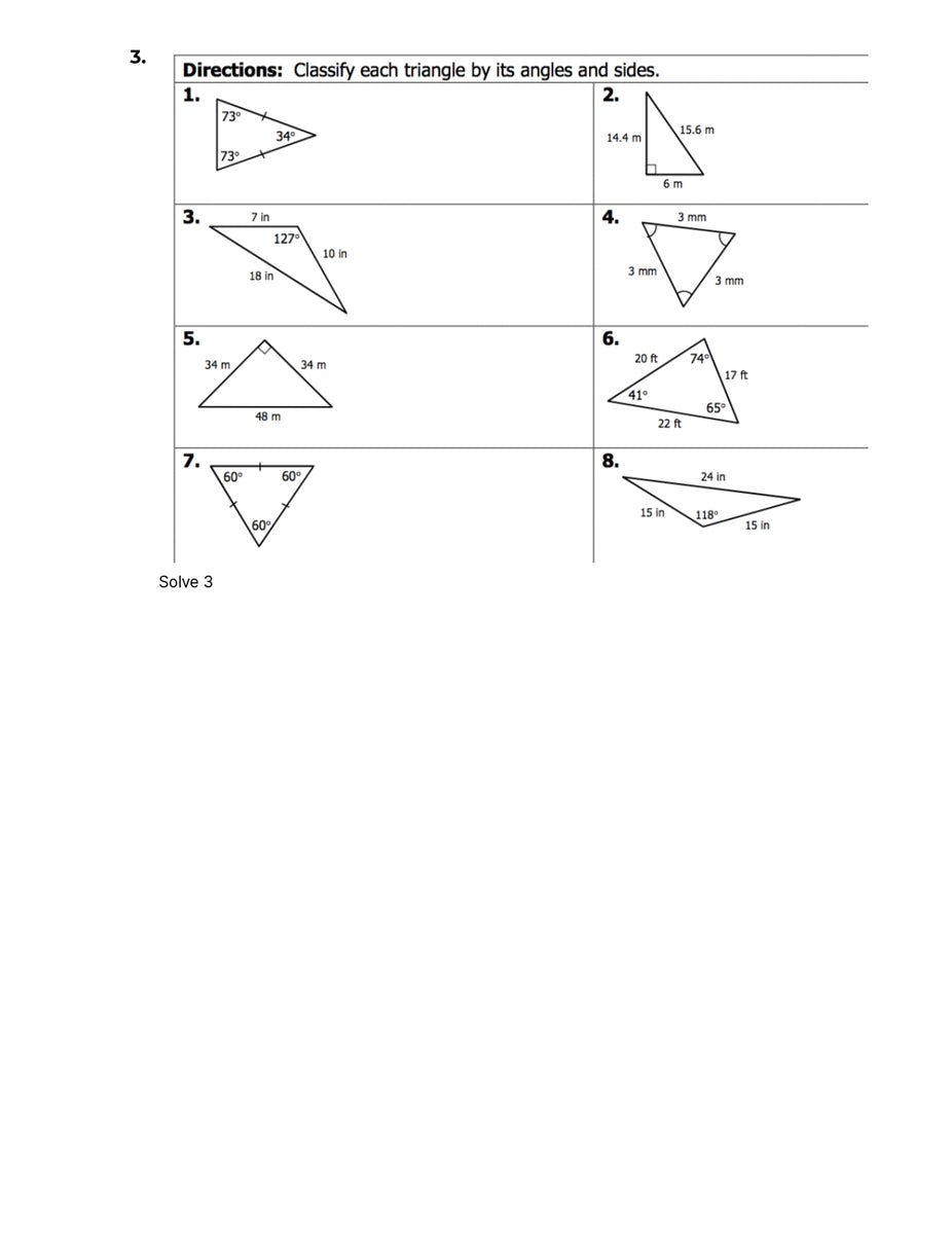 Geometry Classifying Triangles – Quiz Shop