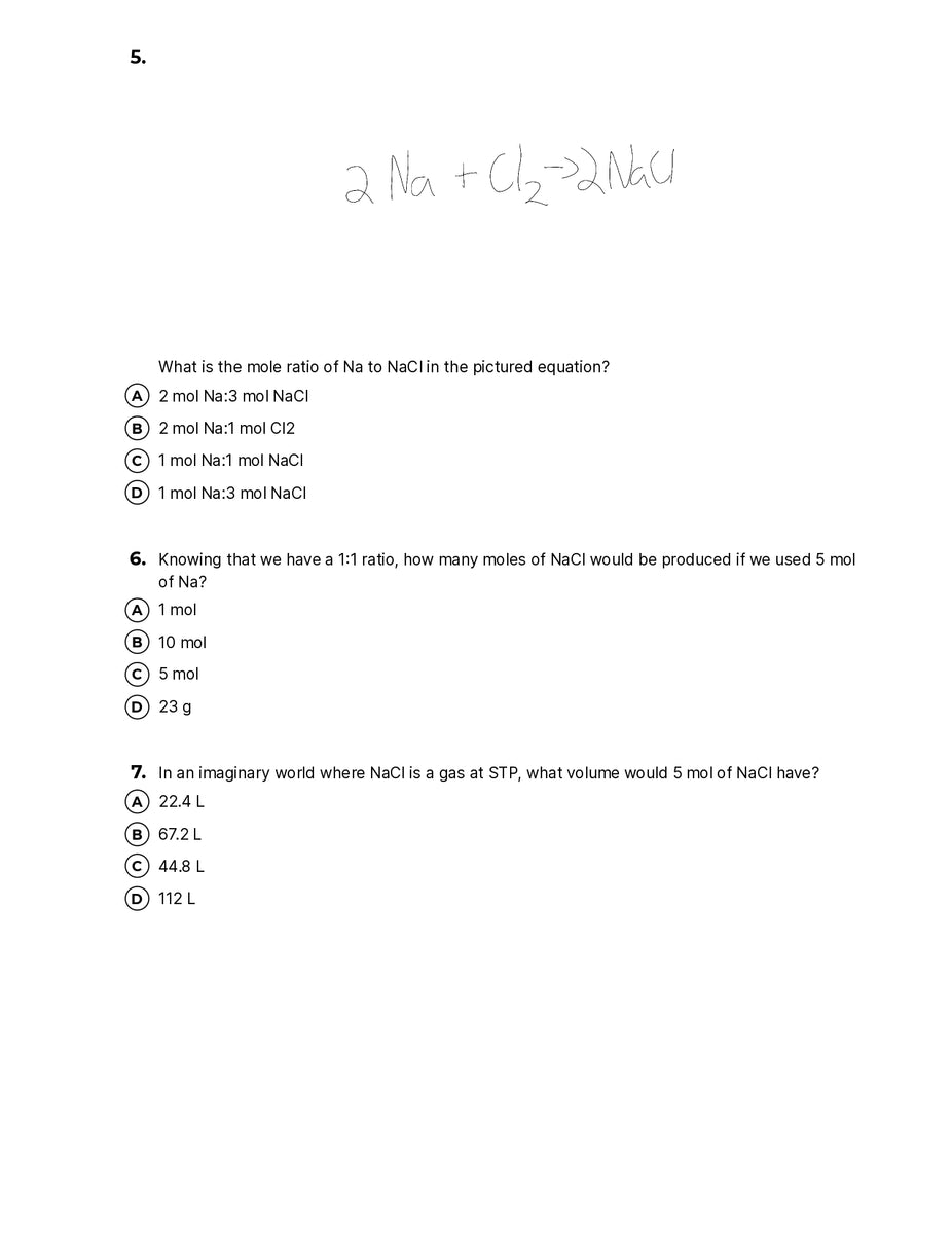Graded Chemistry Stoichiometry Quiz – Quiz Shop