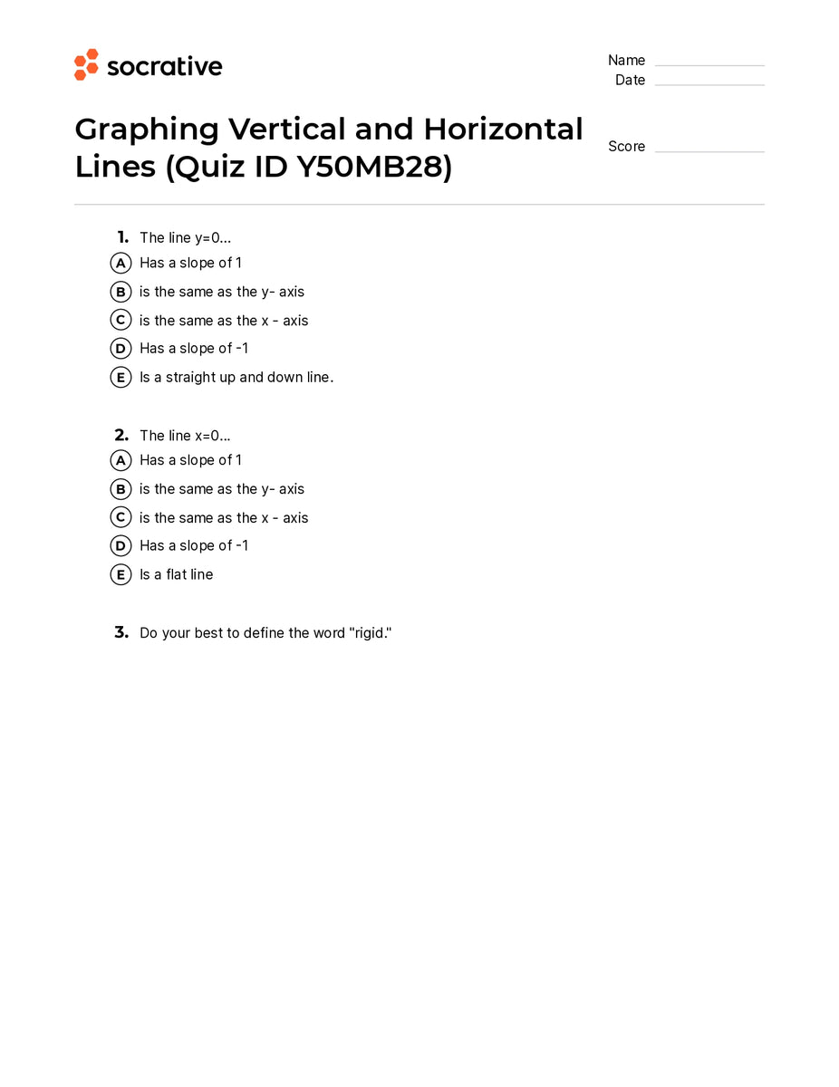 Graphing Vertical And Horizontal Lines – Quiz Shop
