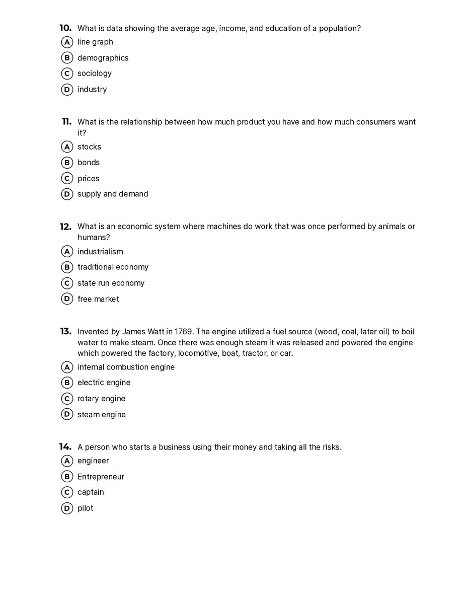 Industrial Revolution Vocabulary Quiz – Quiz Shop