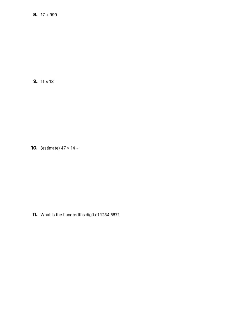 Number Sense – Quiz Shop