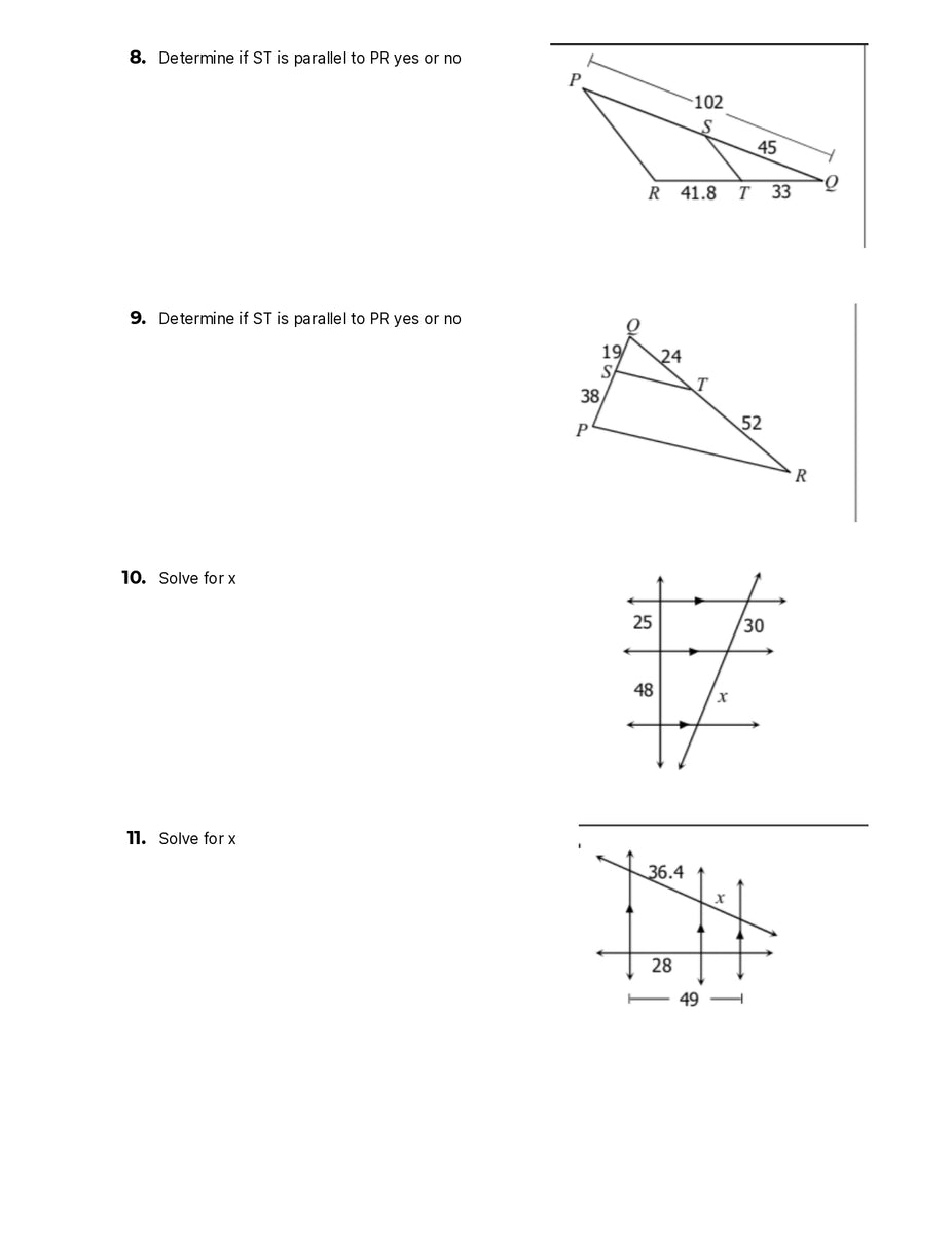 Parallel Lines And Proportional Parts – Quiz Shop