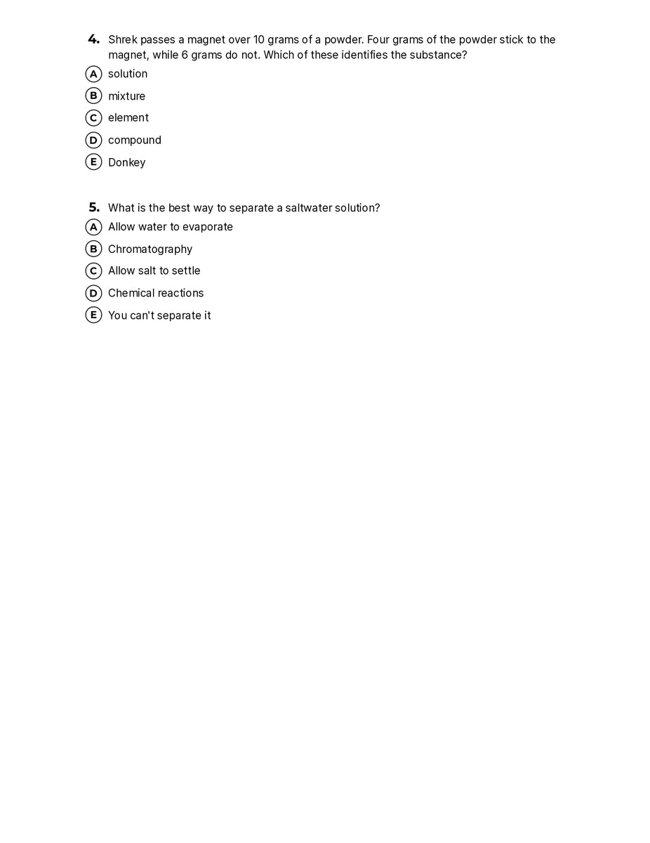 Properties Of Matter – Quiz Shop