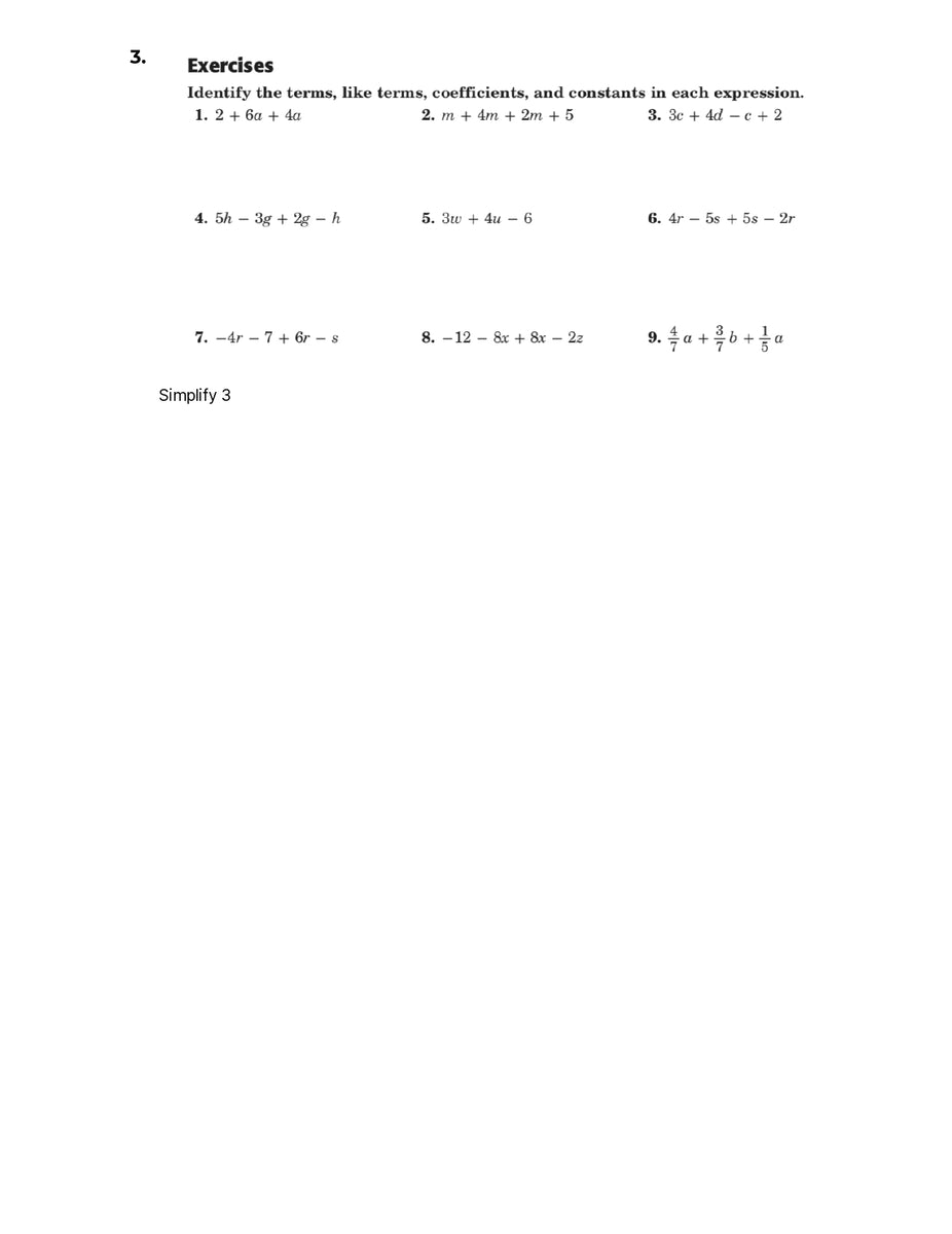 Simplifying Algebraic Expression – Quiz Shop