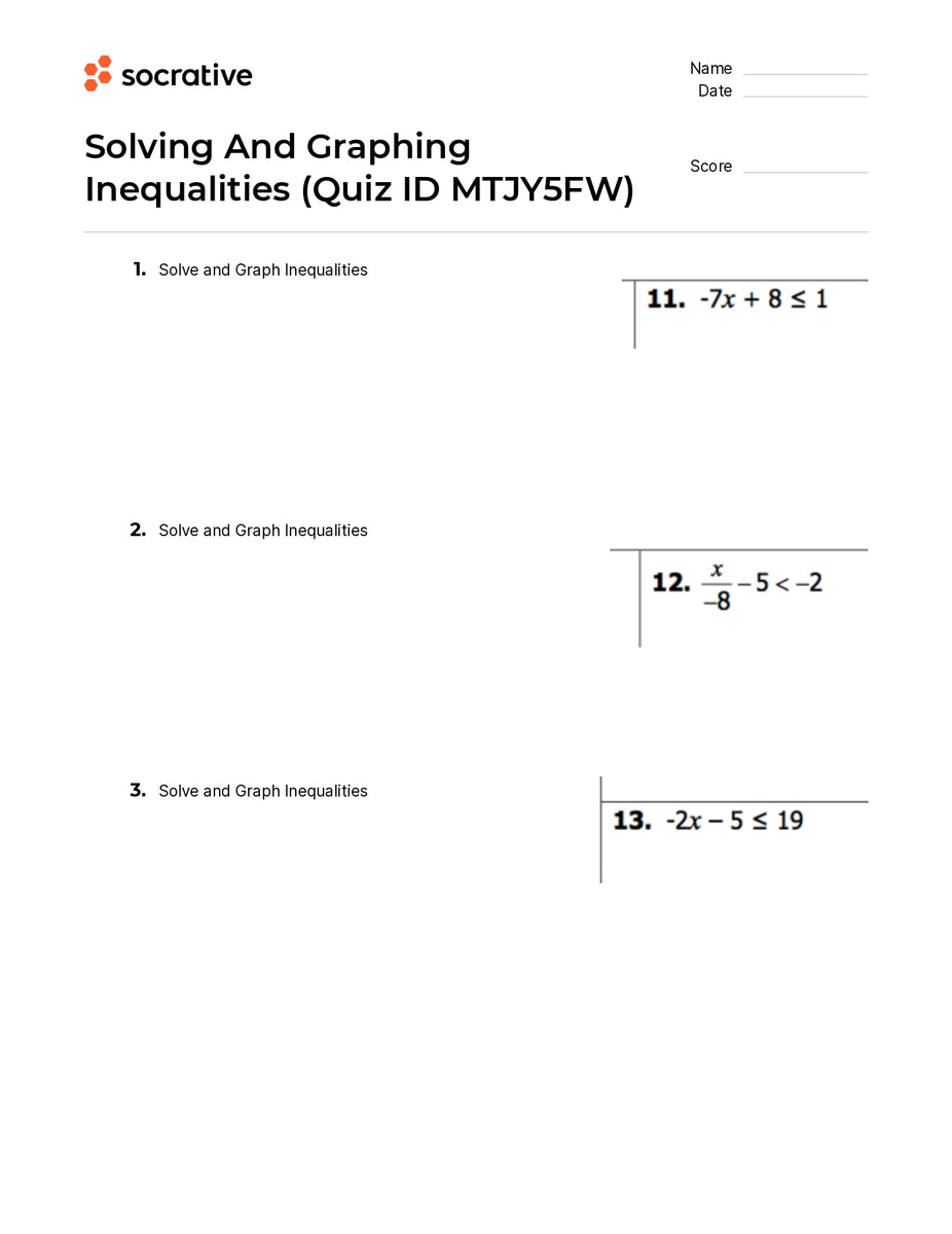 Solving And Graphing Inequalities – Quiz Shop