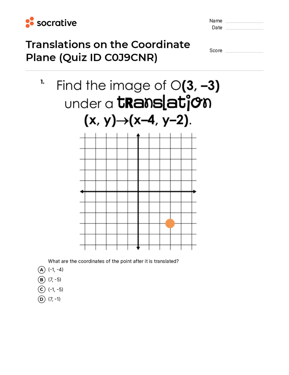 Translations On The Coordinate Plane – Quiz Shop