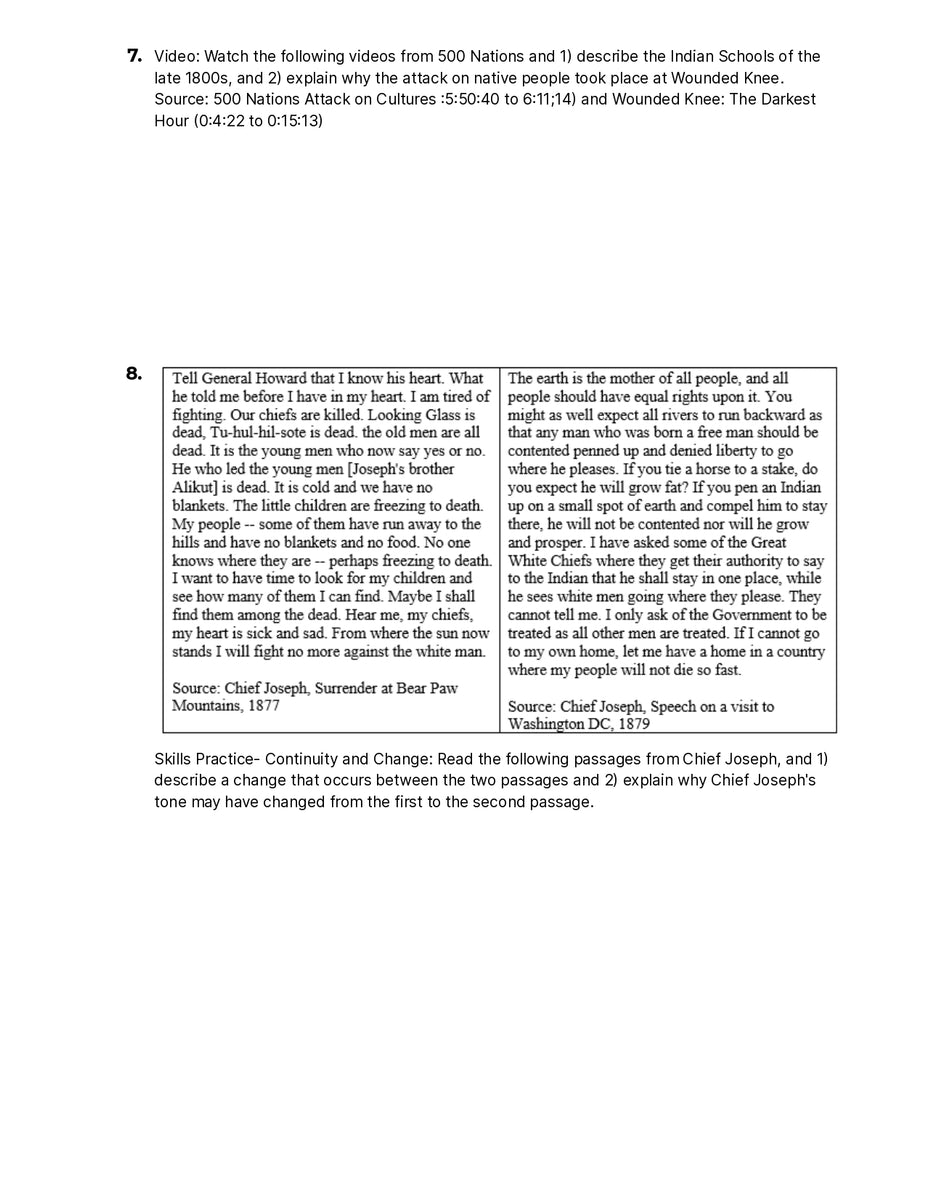 Us History From 1877 Native American Conflicts – Quiz Shop