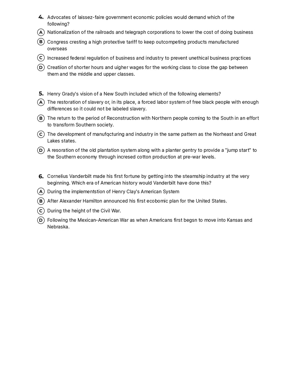 Us History From 1877 Second Industrial Revolution – Quiz Shop