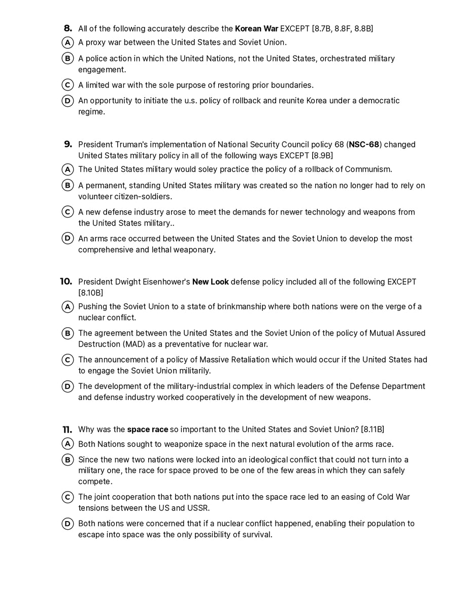 Us History From 1877 The Cold War Begins – Quiz Shop
