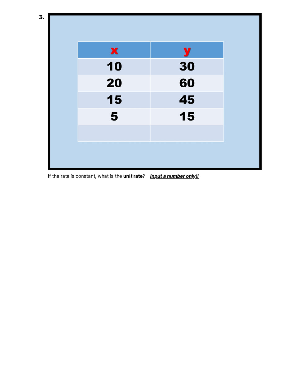 Unit Rate In Ratio Tables P(1) – Quiz Shop