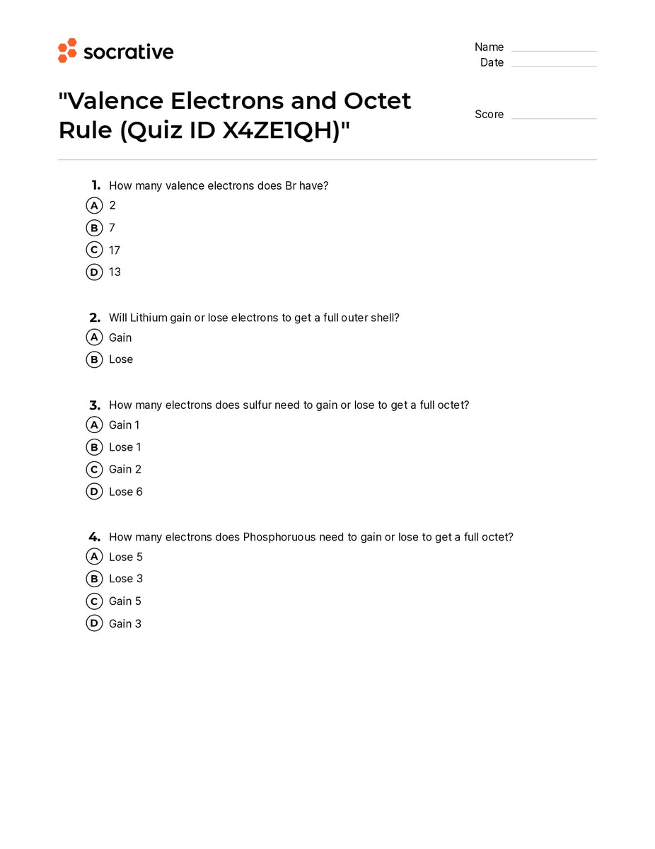 Valence Electrons And Octet Rule – Quiz Shop