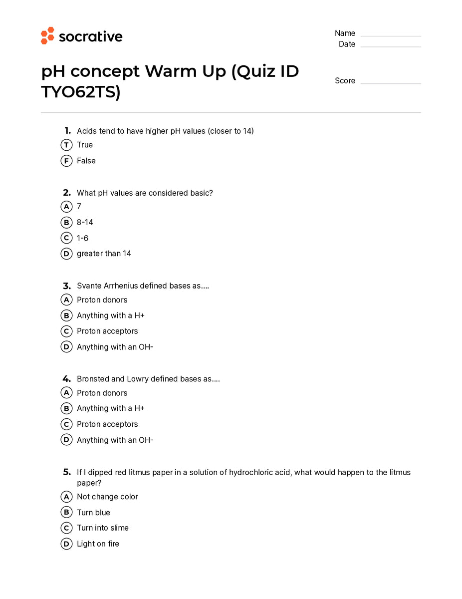 Ph Concept Warm Up – Quiz Shop