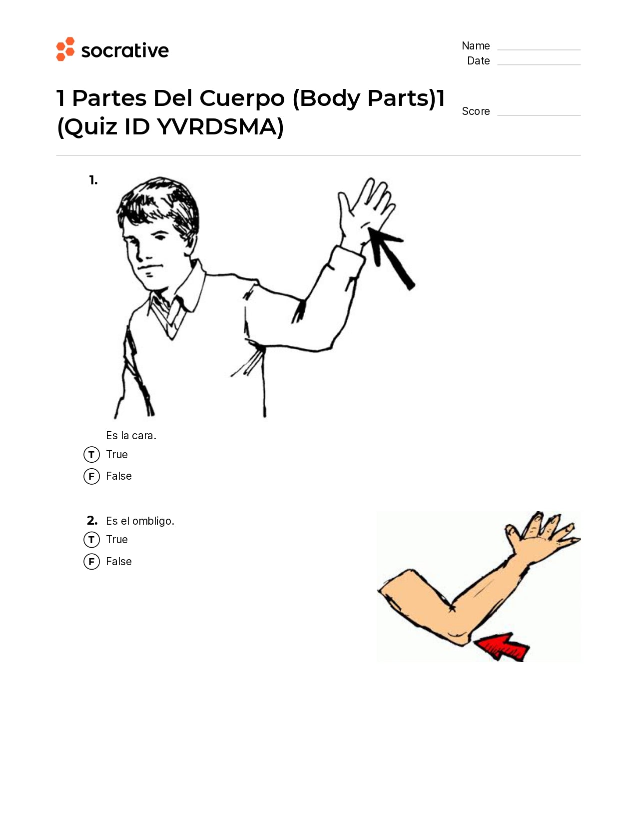 Partes Del Cuerpo Worksheet