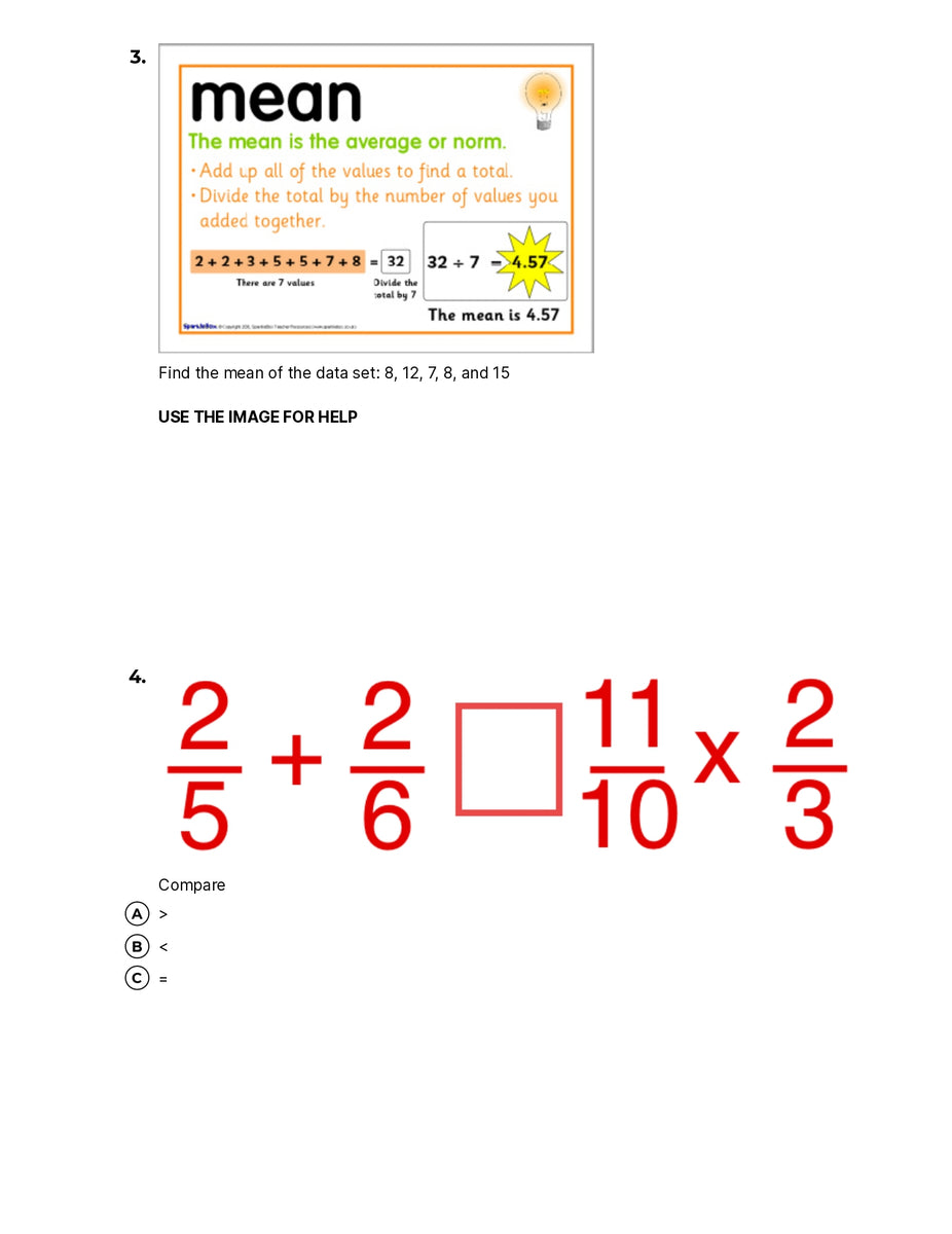 6Th Grade Math Warm-Up – Quiz Shop