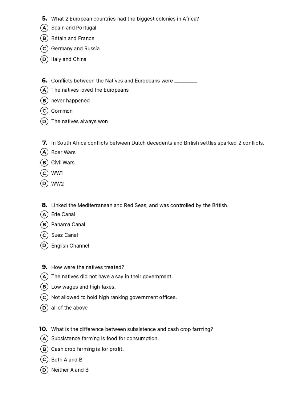 Age Of Imperialism Test – Quiz Shop