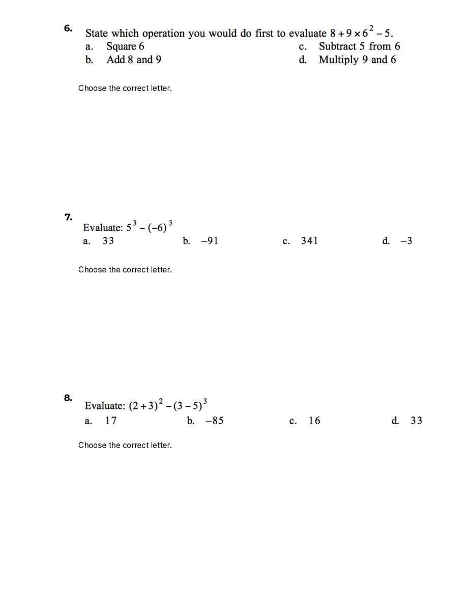 Algebra 1 Chapter Test Laws Of Exponent – Quiz Shop