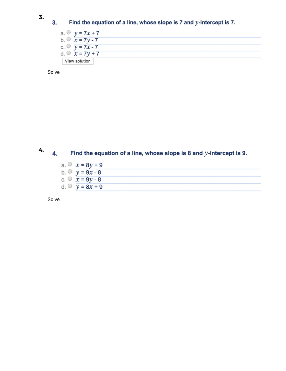 Algebra 1 Graphing Linear Equations – Quiz Shop