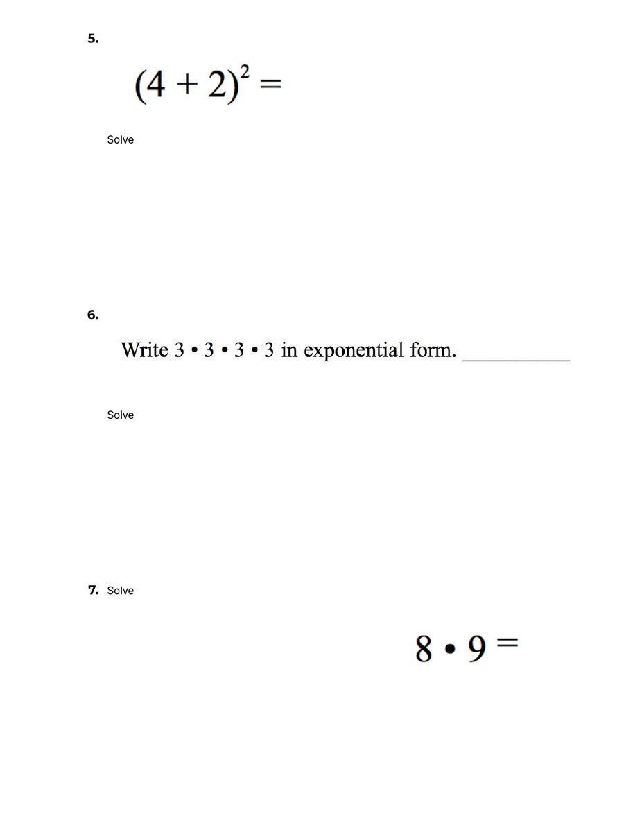 Algebra 1 Math Minute1-3 – Quiz Shop