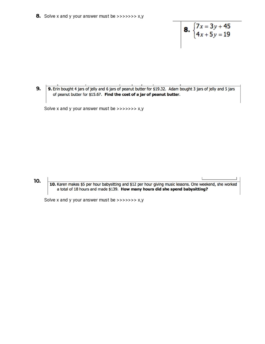 Algebra 1 Unit5 Chapter Test – Quiz Shop