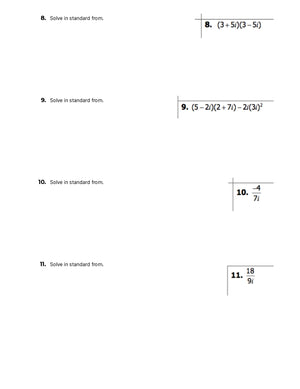 algebra 2 problems with imaginary numbers