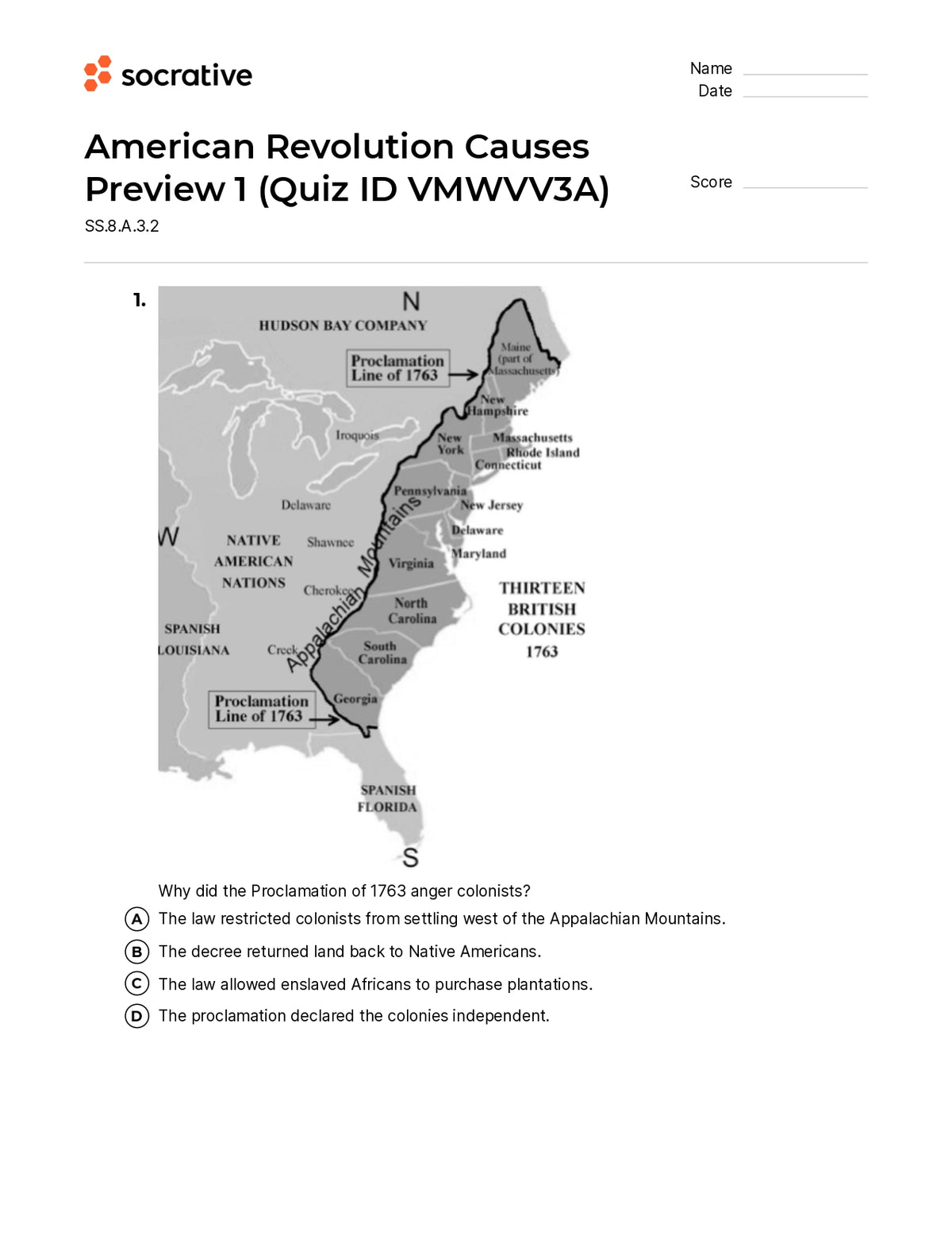 American Revolution Causes Preview 1 – Quiz Shop