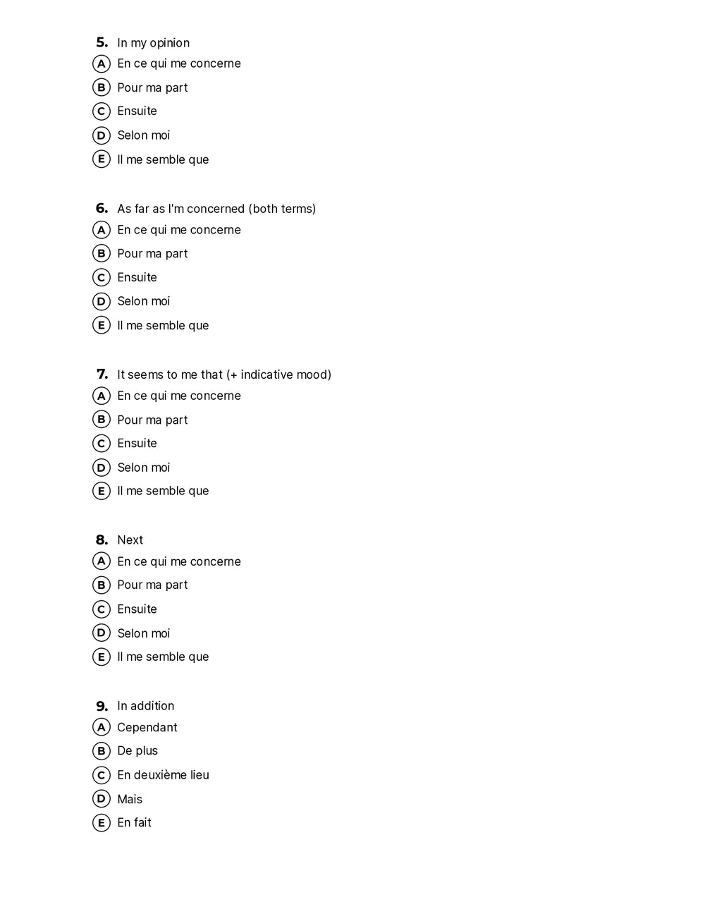 Ap French Cultural Comparison Vocabulary 2 – Quiz Shop