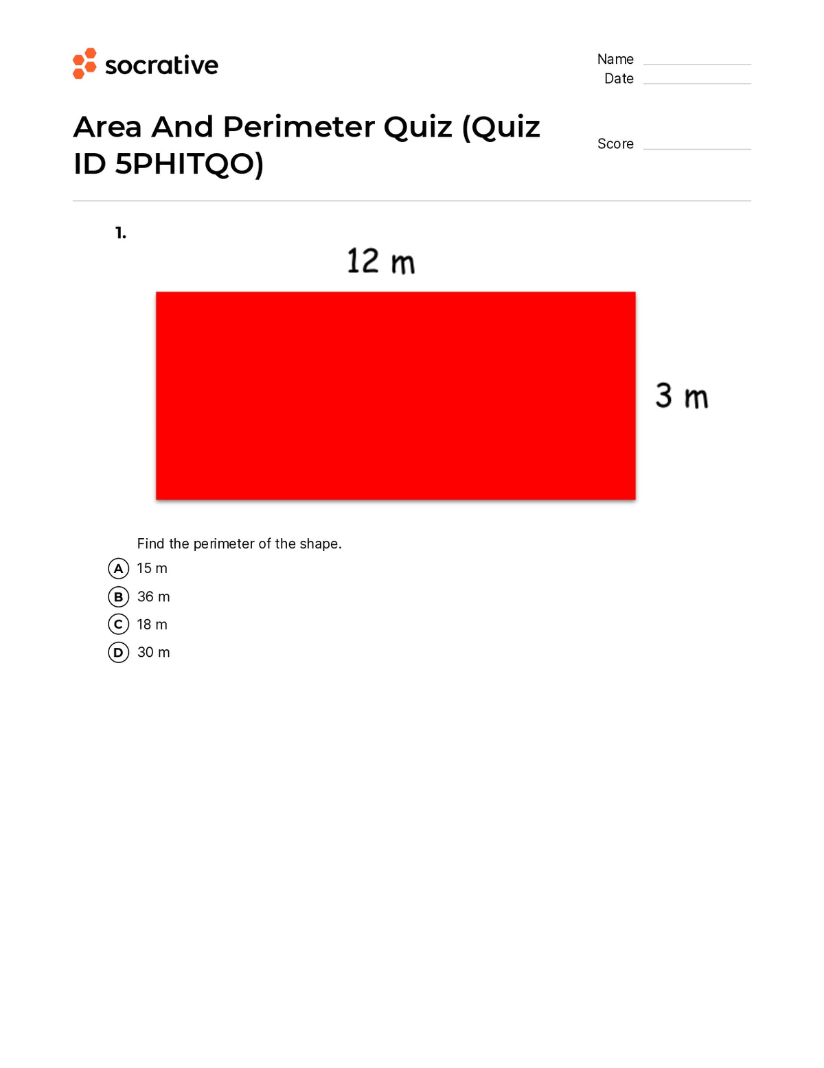 Area And Perimeter Quiz – Quiz Shop