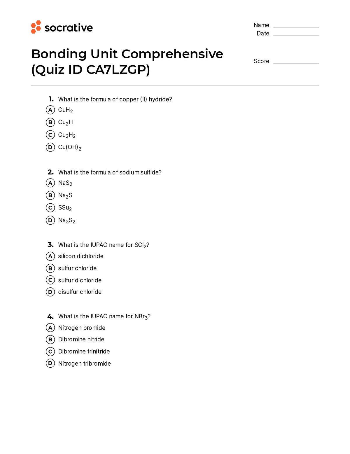 Bonding Unit Comprehensive – Quiz Shop
