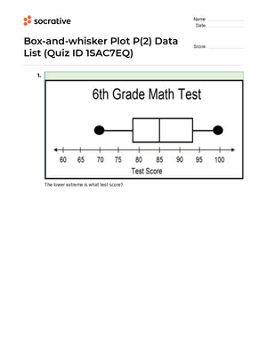 Box And Whisker Plot Worksheet Grade 6