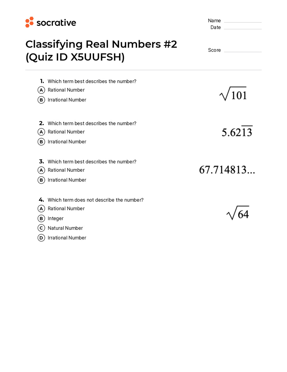 Classify Real Numbers Worksheet Solved REAL NUMBERS THE REAL NUMBER