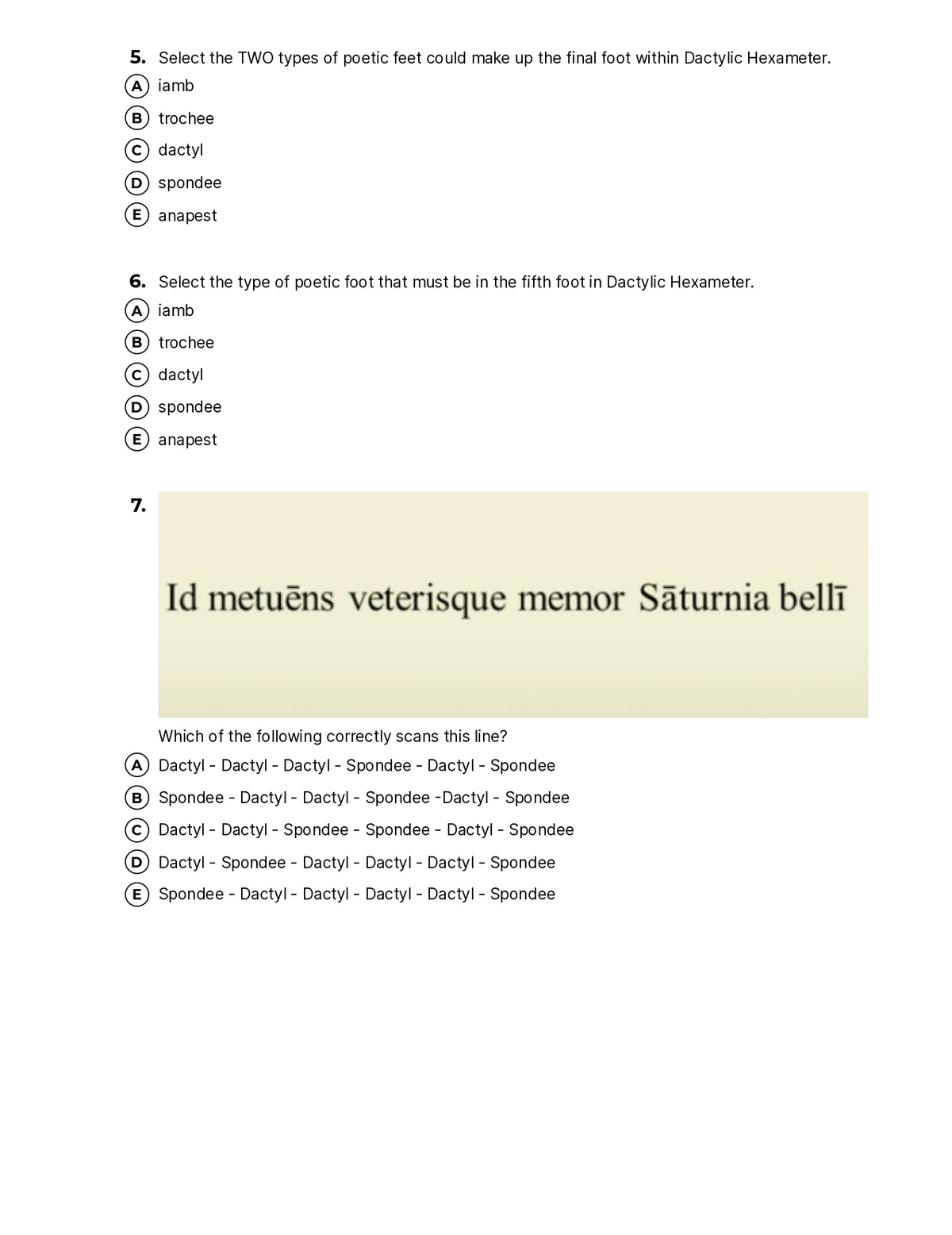 Dactyllic Hexameter And Scansion Of Latin Poetry – Quiz Shop