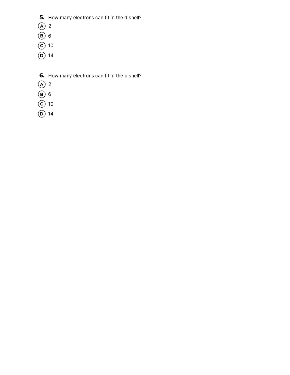 Electron Configuration Warm-Up – Quiz Shop