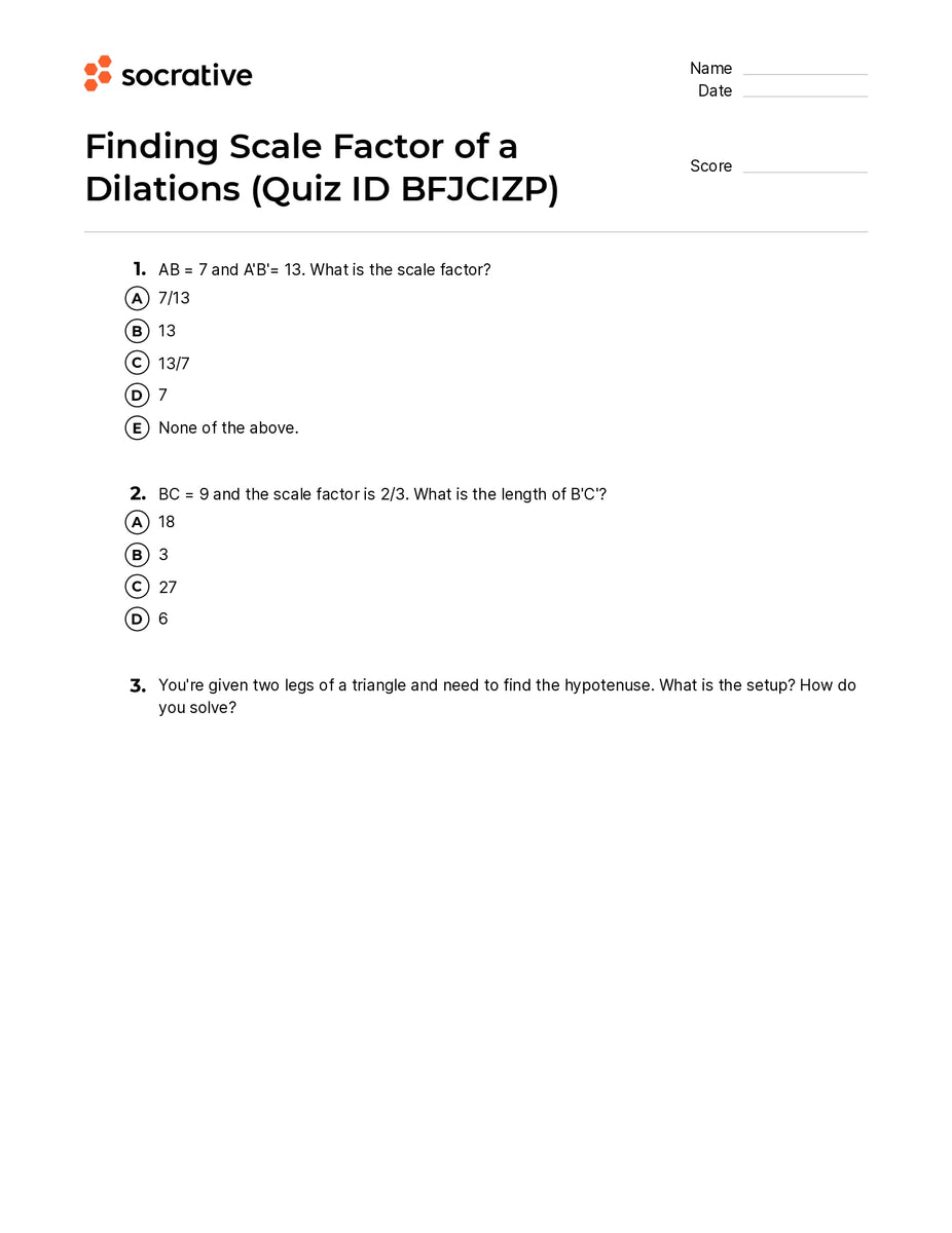 Finding Scale Factor Of A Dilations – Quiz Shop