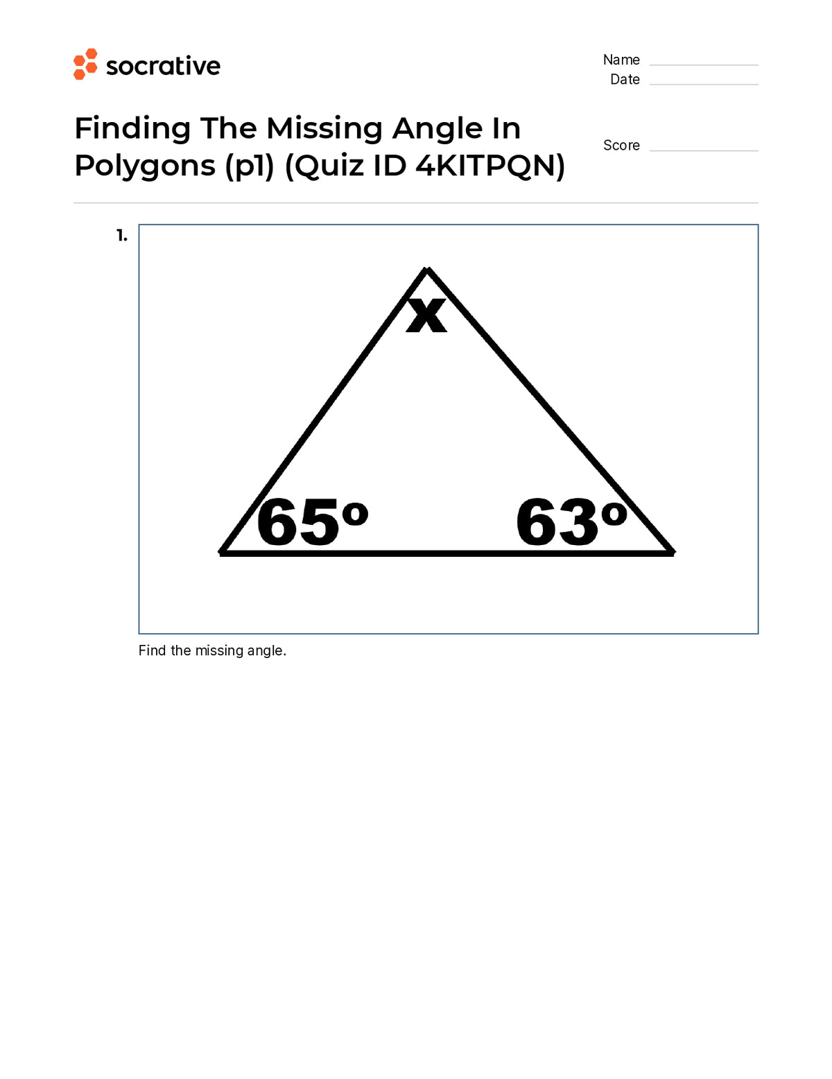 Finding The Missing Angle In Polygons (P1) – Quiz Shop