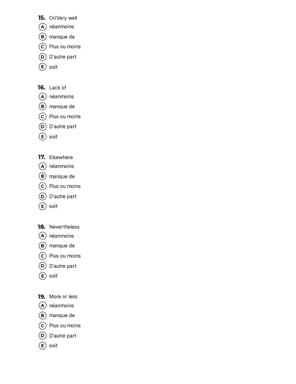 French Ib Exam Sl Linking Words-Complet 2 – Quiz Shop